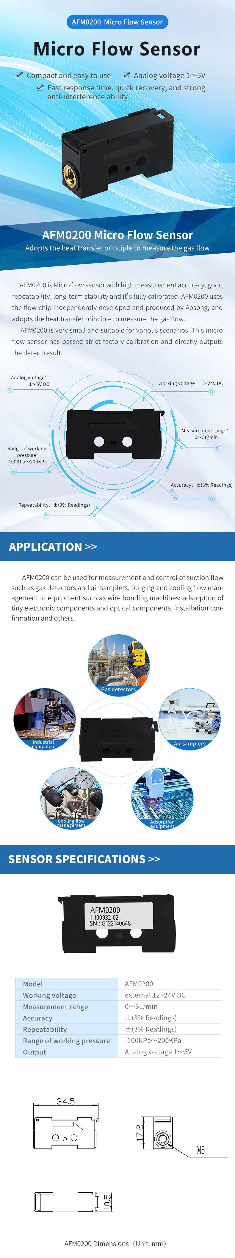 electronic Gas Micro Flow Thermal Oxygen Air Flow Mass Sensor from China manufacturer ...